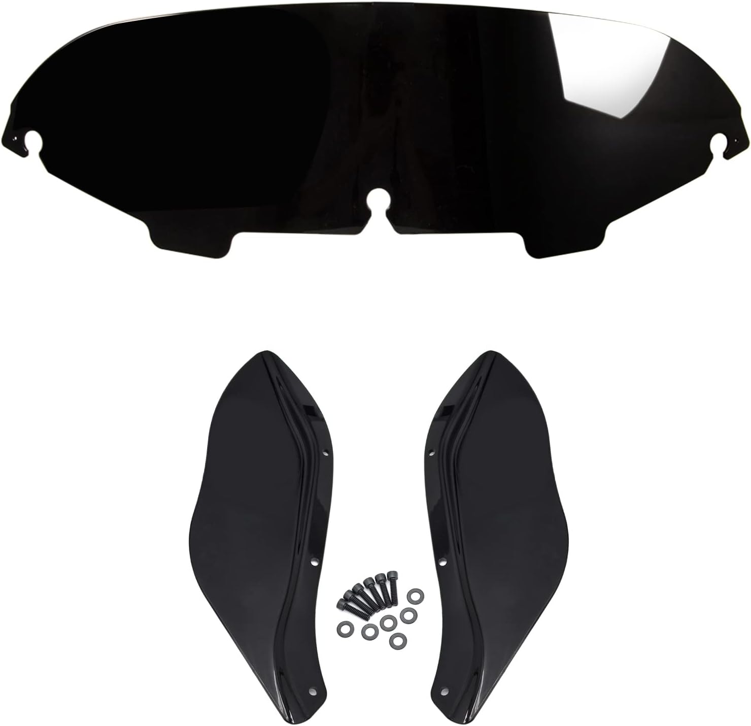 Amazon.com: Amazicha 5" Black Round Windshield + Fairing Air Deflectors ...