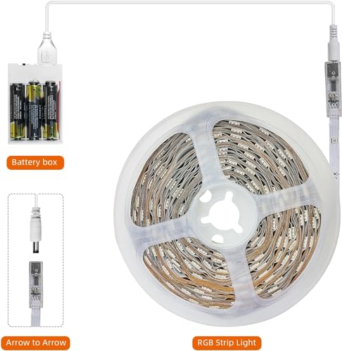 Battery Powered Led Strip Lights 25 ft, LED Lights for Bedroom Battery ...