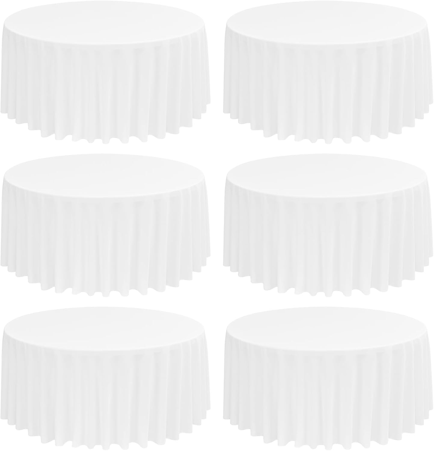 FXKS 6 Pack White Round Tablecloth - 108 Inch, White Polyester Table ...