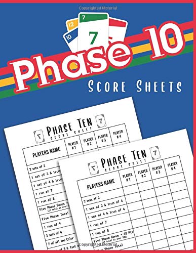 Phase Ten Score Sheets: Score Sheets for Scorekeeping, Card game, 100 ...