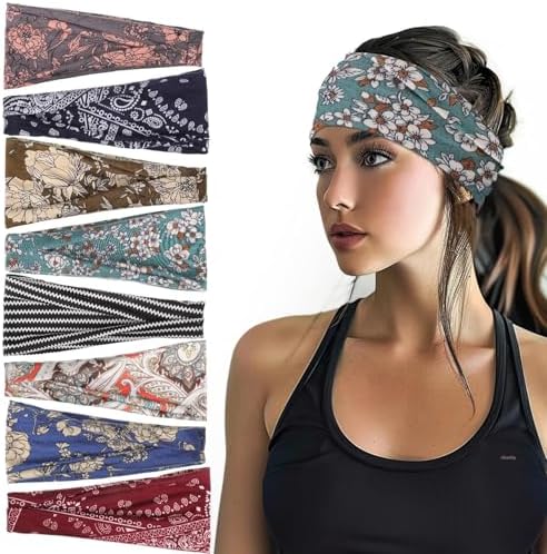 Amazon.com : obeoby Boho Style Headbands for Women, 8 Pack Non Slip ...