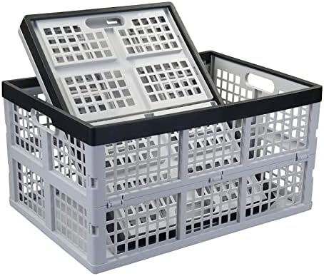 Amazon.com: Nicesh 4-Pack 42 L Plastic Folding Storage Crate ...