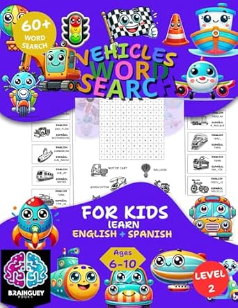 Word Search Vehicles for Kids LV2: Bilingual Fun in English and Spanish ...