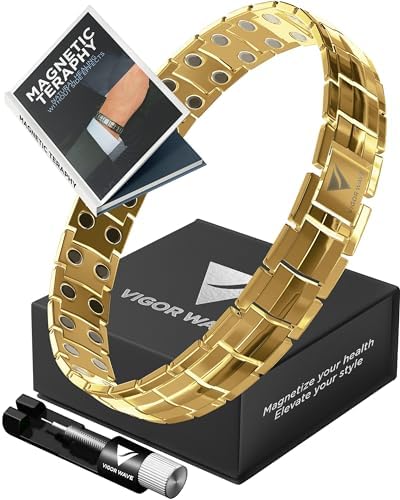 Amazon.com: Vigor Wave® Magnetic Therapy Titanium Bracelet for Men ...