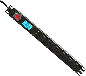 19 Inch Metered PDU Rack Mount Power Distribution Units 6 NEMA 5-15R Outlets PDU, 125-250V 15A ...