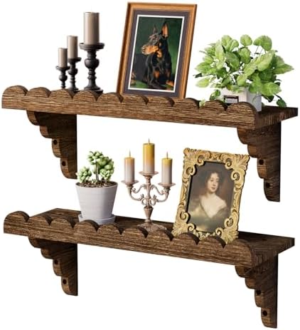 Amazon.com: QsQueen Scalloped Wood Wall Shelf – 17 Inch Floating Shelf ...