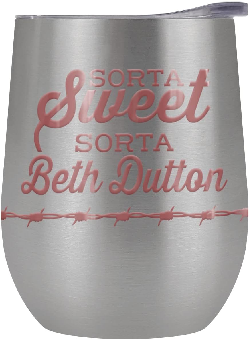 Amazon.com | Yellowstone Official Sort Sweet Beth 12 OZ Silver Stemless ...
