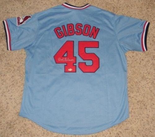 Signed Bob Gibson Jersey - #45 Blue Cooperstown Mab - Autographed MLB ...