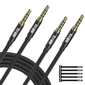 Amazon.com: 2 Pack 3.5mm Audio Cable, 4-Pole Hi-Fi Stereo TRRS Aux Jack ...