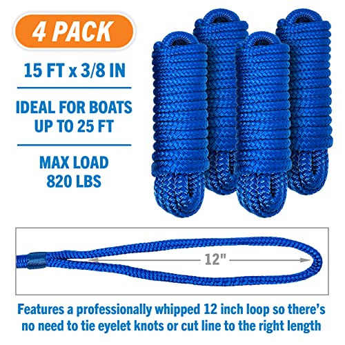 Snapklik.com : Dock Lines Boat Ropes For Docking 3/8 Line Braided ...