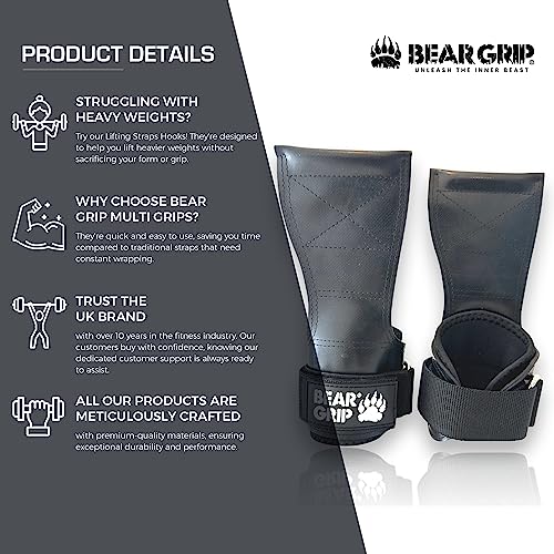 BEAR GRIP – Multi Grip Straps, Heavy Duty Weight Lifting Straps (Rubber ...