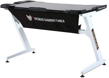 Ficmax Gaming Desk Z Shaped Gaming Computer Desk with LED Light Pro ...