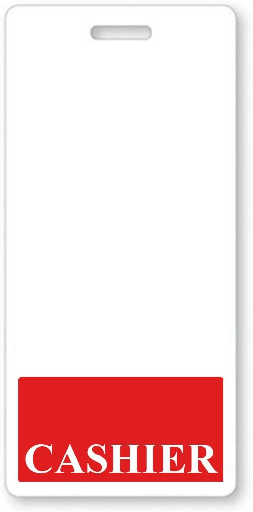 Amazon.com : "Cashier" Vertical Badge Buddy with Red Border by ...