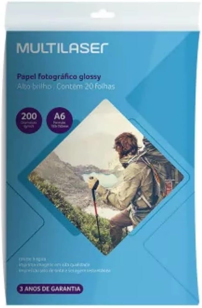 Papel Especial Photo Multilaser Paper A6 200G/M2 20 Folhas - PE010 ...