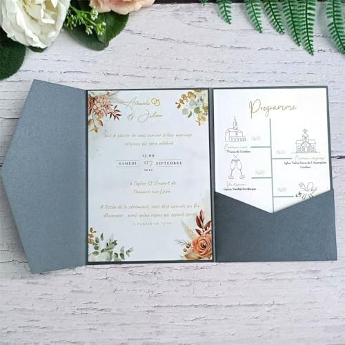 Amazon.com : MillaSaw 25 Pieces Grey Wedding Invitation Pocket Envelope ...