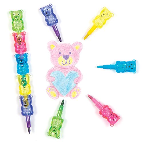 Baker Ross Teddy Bear Pop-a-Crayons Set (Pack of 5) For Kids Party Bag ...