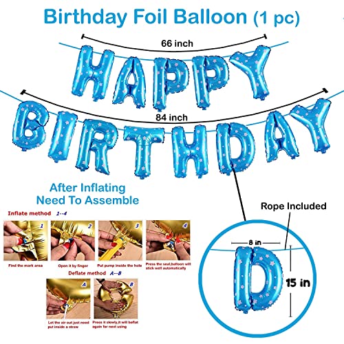 Party Propz Blue Happy Birthday Decoration Kit -2Pcs Combo Set HBD Foil ...