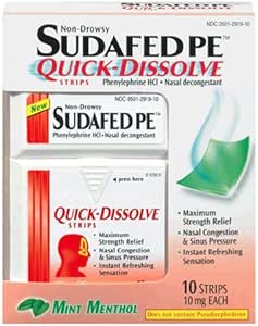 Amazon.com: Sudafed PE Nasal Decongestant, Non-Drowsy, 10 mg, Mint ...