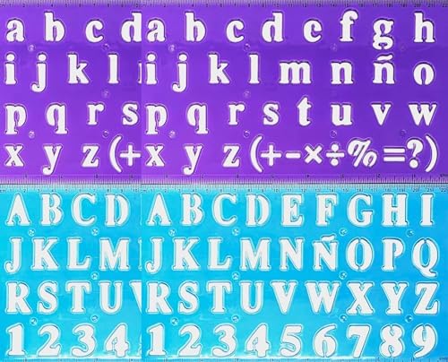 (2 Pack) 2 Alphabet Letter & Number Stencils – Upper & Lowercase ...