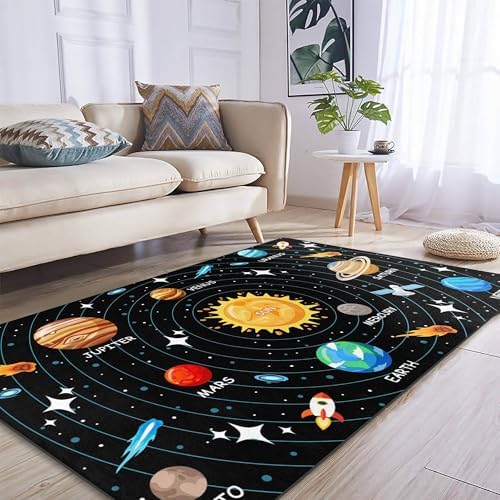 Amazon.com: Outer Space Kids Play Area Rug, Solar System Carpet, Galaxy ...