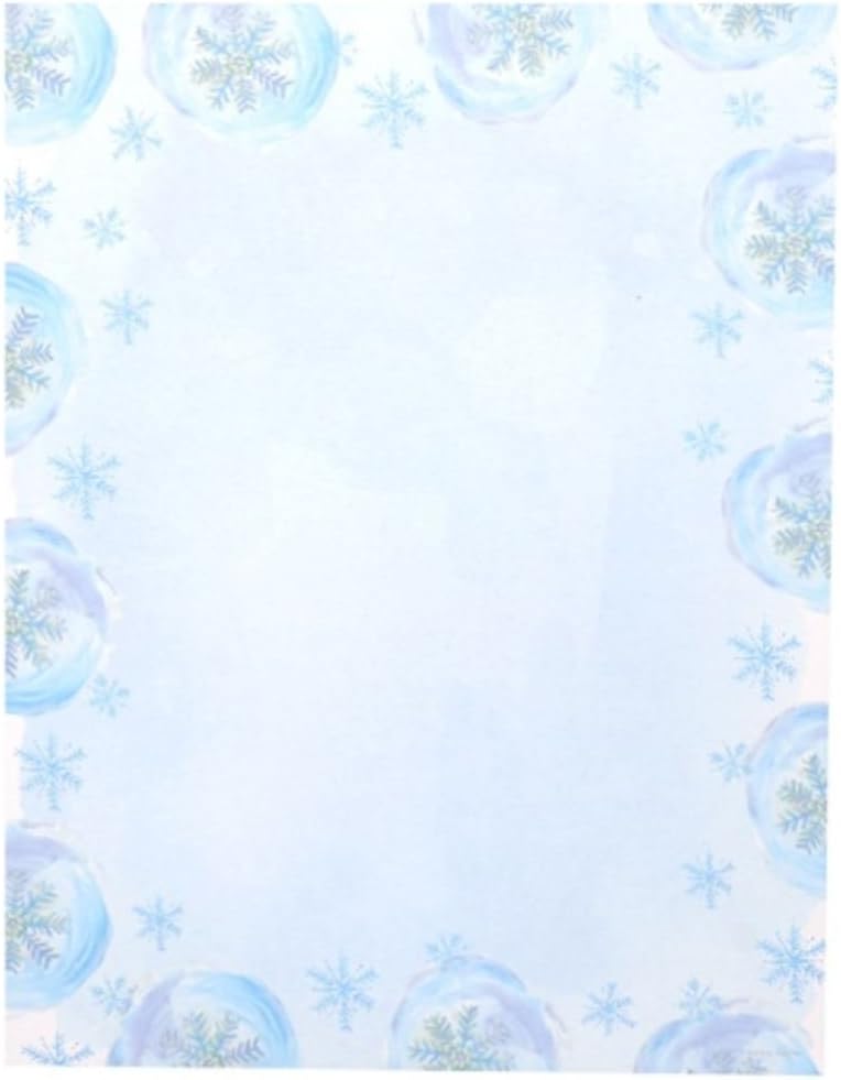 Amazon.com : Blue Watercolor Snowflake Stationery Paper - 80 Count ...