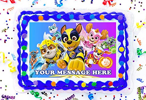 Paw Patrol Mighty Pups Cake Topper Edible Image Personalized Cupcakes ...