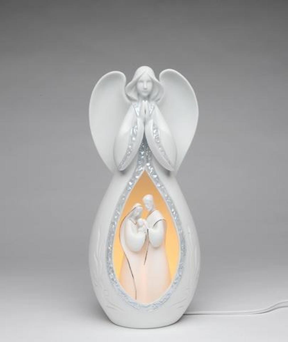 Amazon.com: 8 Inch Praying Angel with Holy Family Center Plug-in Night ...