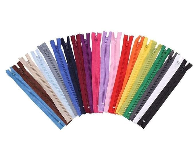 MEGHPREET Colorful 8-Inch Nylon Zippers | Set of 25, Ideal for ...
