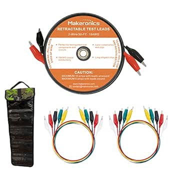 Makeronics 2 Wires 30FT 18AWG Retractable Test Leads with Roll-up ...