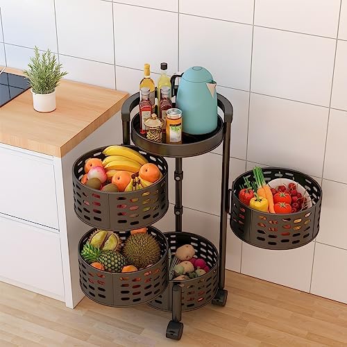 CHESTON Multipurpose 4 Layer Kitchen Trolley | Carbon Steel Kitchen ...