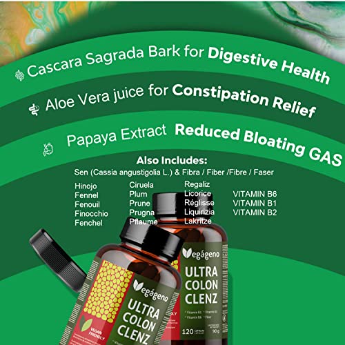 ULTRA COLON CLENZ 120 Kapseln, Befreiung von Verstopfung, Schwellung ...