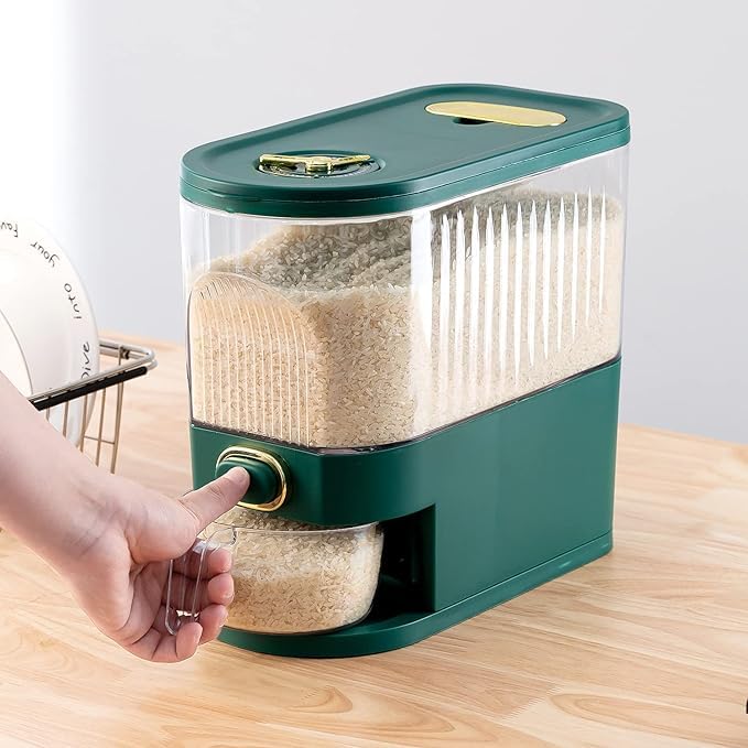Buy Seafrrzios 10kg Rice Container, Dry Food, Flour, Grain Dispenser ...