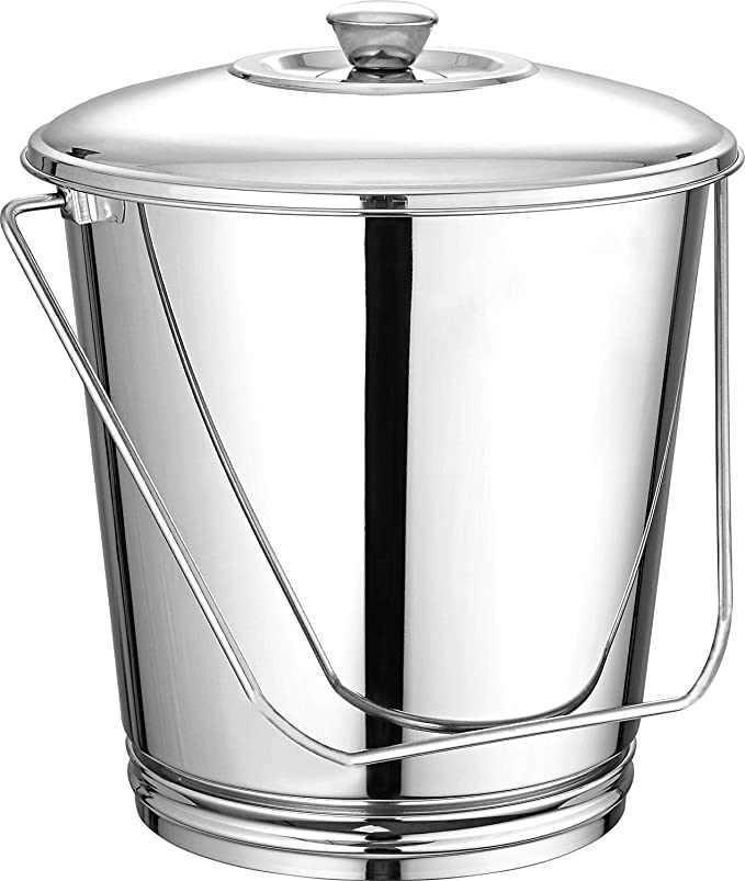 RADHAKISHAN RODIDAS NEMA Stainless Steel Silver Bucket with Lid for ...
