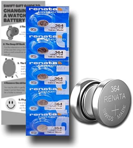 SR621SW Watch Batteries - 5 x Renata 364 Swiss Made Equivalent to ...