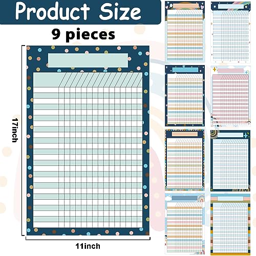 Snapklik.com : 9 PCS Boho Classroom Charts Rainbow Classroom Incentive ...