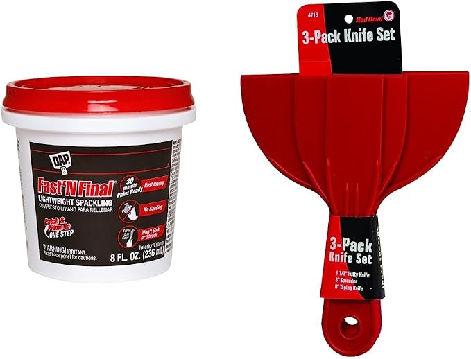DAP 12140 Fast N Final Interior Exterior Spackle, 1/2-Pint,White & Red ...