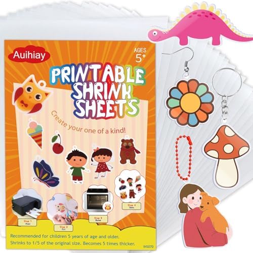Amazon.com: Auihiay 50 Sheets Printable Shrink Plastic Sheets, Shrinky ...
