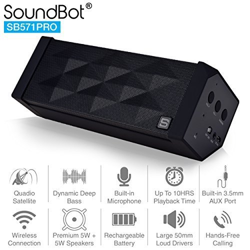 SoundBot SB571PRO 5 Watt + 5 Watt Wireless Bluetooth Portable Satellite ...