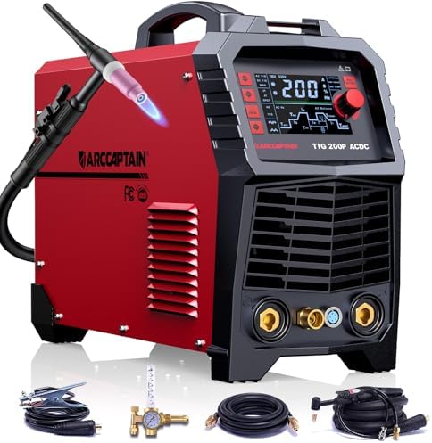 ARCCAPTAIN TIG Welder AC/DC 200Amp with Pulse, Aluminum TIG Welder 110V ...