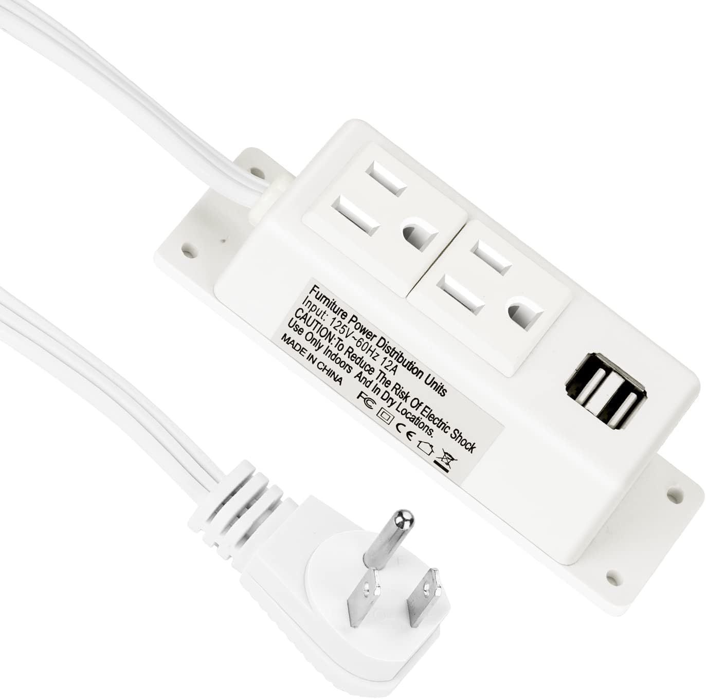 Amazon.com: HHXH Wall Mount Power Outlet Strip, 4 Outlet Mountable ...