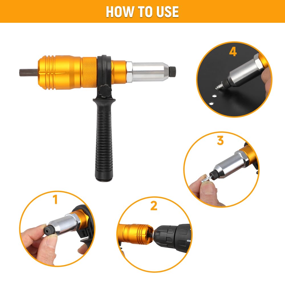Snapklik.com : Rivet Gun Adapter Kit Cordless Drill Riveter Tool Rivet ...