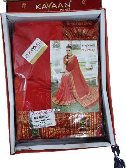 Saree Sansaar'sKayaan Print Rang Rangila Saree with Blouse | Colour ...