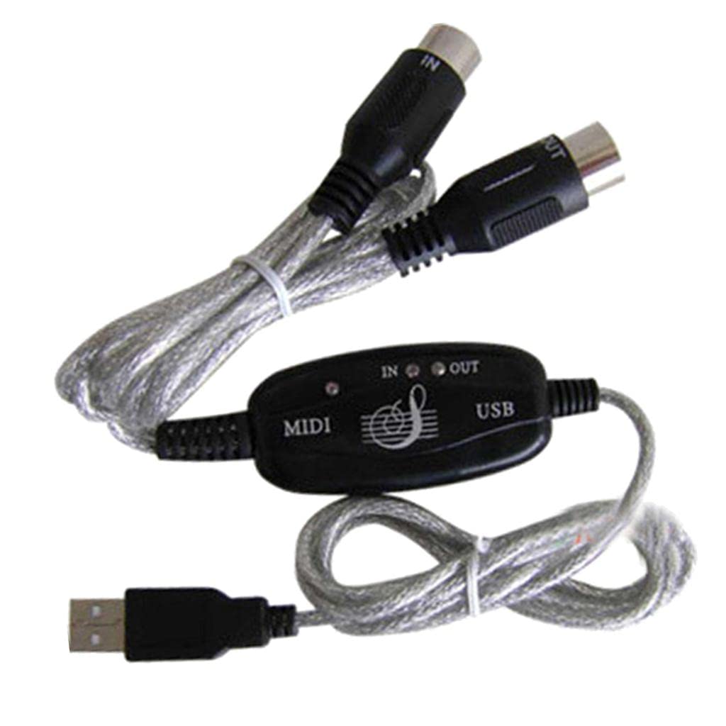 USB IN-OUT MIDI Interface Cable Converter PC To Music Keyboard Adapter ...