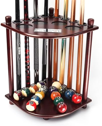 Amazon.com: GACCO BILLIARDS Corner Pool Cue Holder Rack Hold 10 Cue ...