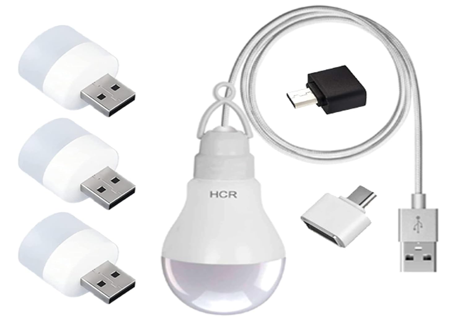Buy HCR ACCESSORIES® USB Combo Pack of 3 USB Mini Light, 1 USB Wired ...