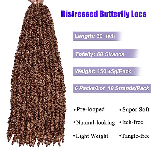 Leeven 30 Inch Butterfly Locs Crochet Hair Pre Looped Distressed Faux ...