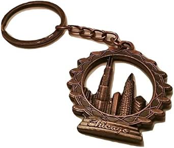 Copper Toned Ferrous Wheel Shaped Navy Pier, Willis Tower, Hancock Bldg ...