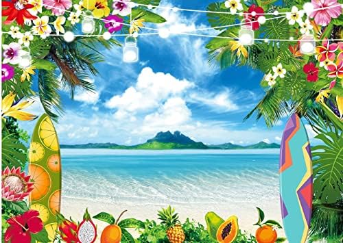 Amazon.com : CYLYH 7x5ft Summer Hawaiian Beach Photography Backdrop Tropical Flower Palm Leaves ...