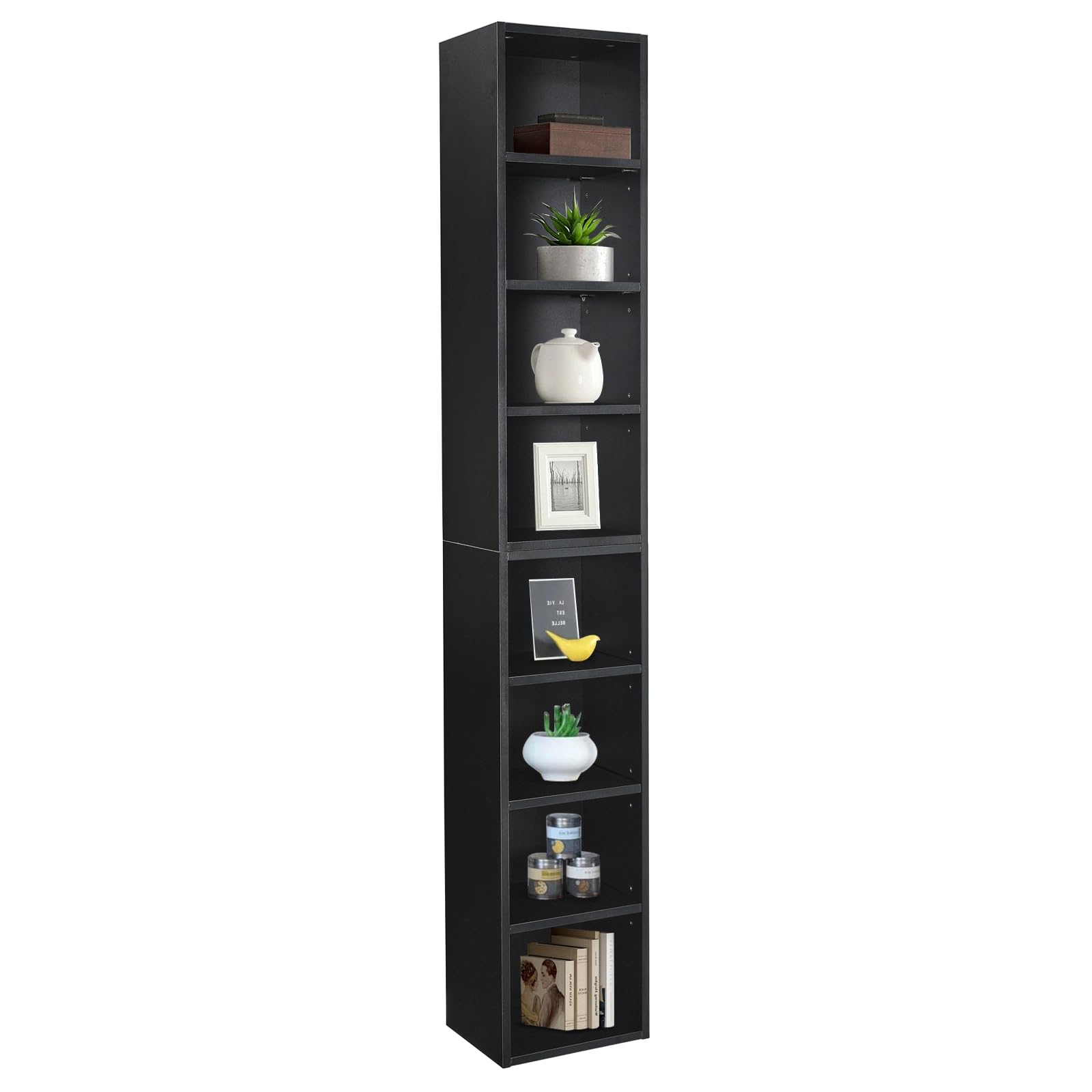 Amazon.com: LKTART 8-Tier Tall Narrow Bookcase, Versatile Detachable ...