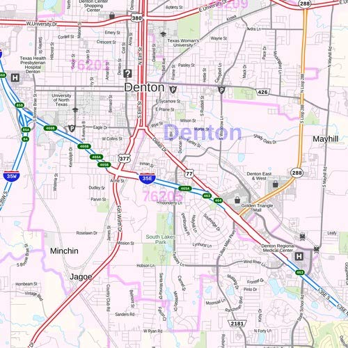 Zip Code Map Denton Texas Denton, TX Maps